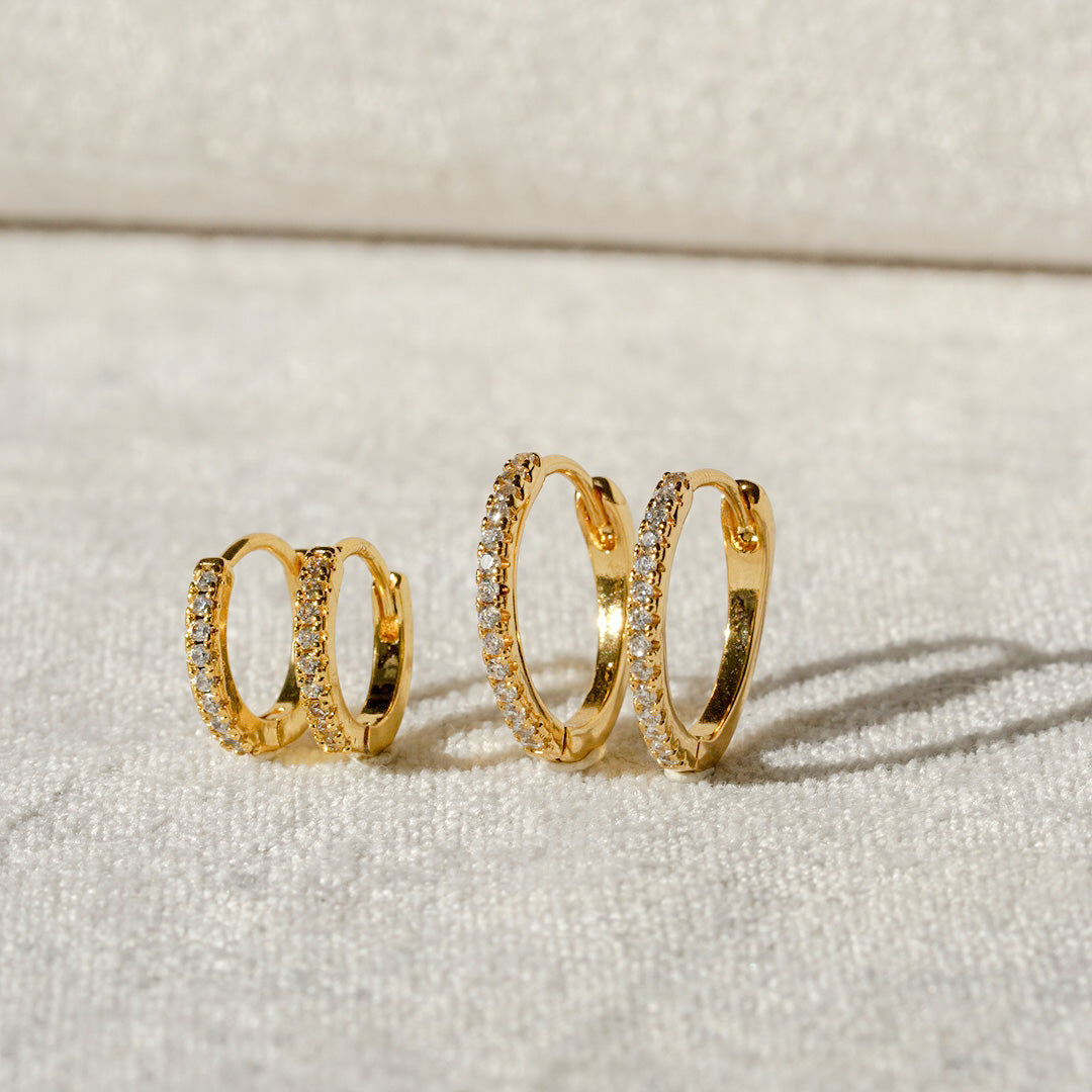 CZ Amara Pave Gold Hoops – Vallie